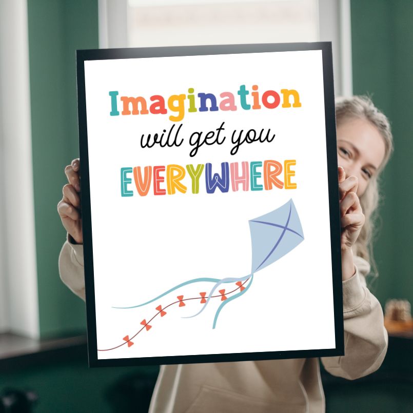 Imagination Positive Quote Colorful Wood Print Nursery Wall Art – The ...