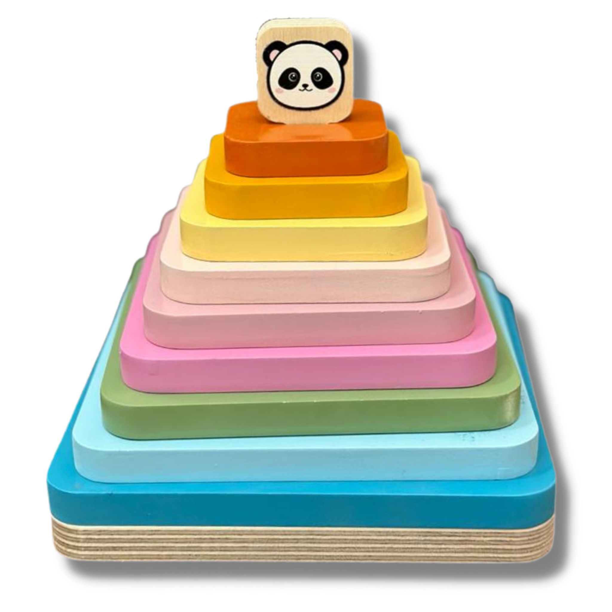 Rainbow Stacking Square Panda Wooden Stacker – The Funny Mind